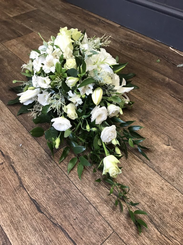 White and Green Single Ended Spray - Welwyn Florist