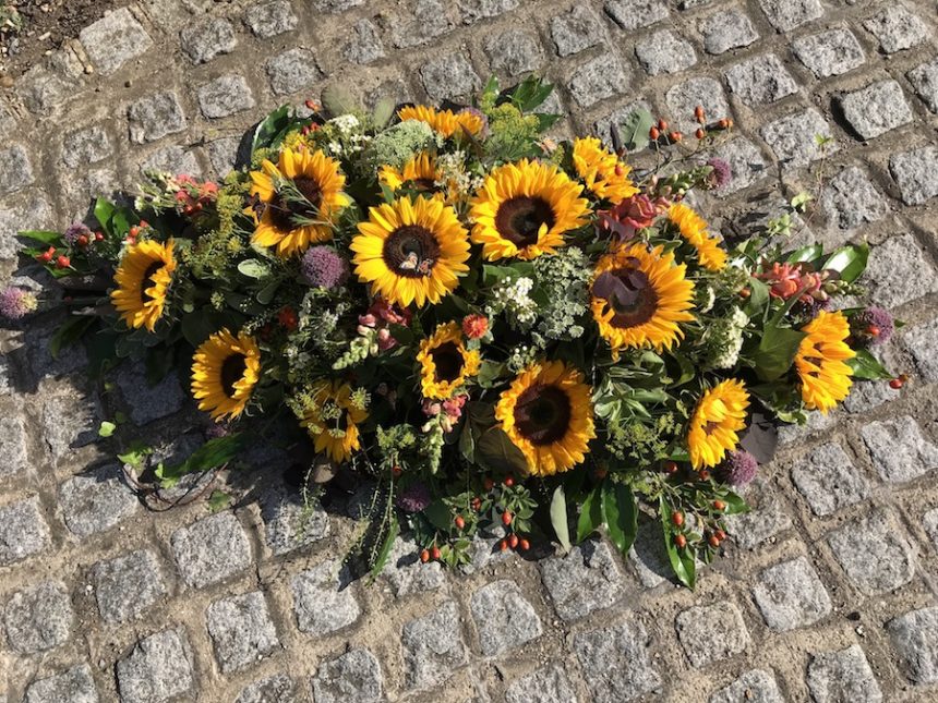 Golden Casket Spray - Welwyn Florist